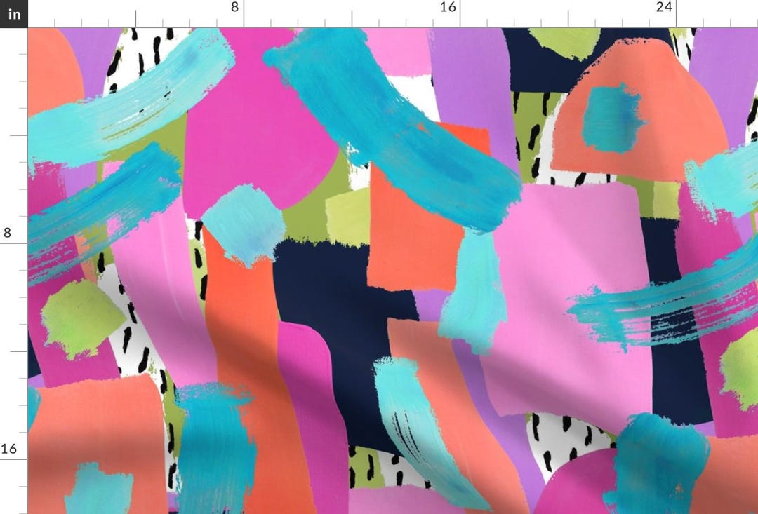 Abstract Colorful Paint Strokes Fabric - Painterly -bright by ...
