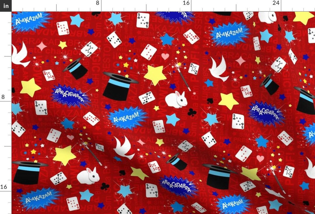 Magician Fabric Magic / Magician Pattern in Red by Inspirationz Magic ...