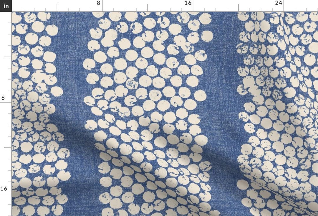 Dotted Stripe Fabric - Cork Stamp Strips by Juliaschumacher - Blue ...