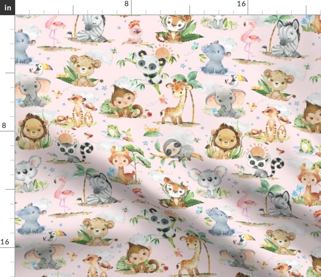 12 Safari Animals Fabric Baby Jungle Animals by Gingerlous - Etsy