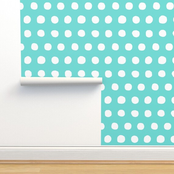 Aqua Polka Dot Wallpaper