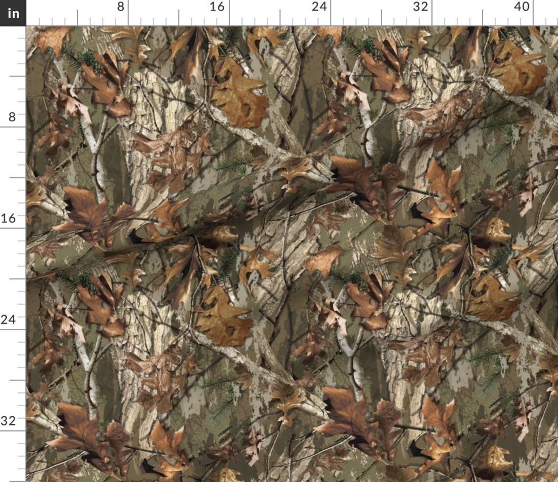 Oak Leaf Camo Fabric Woodland by Mb4studio Brown Green | Etsy
