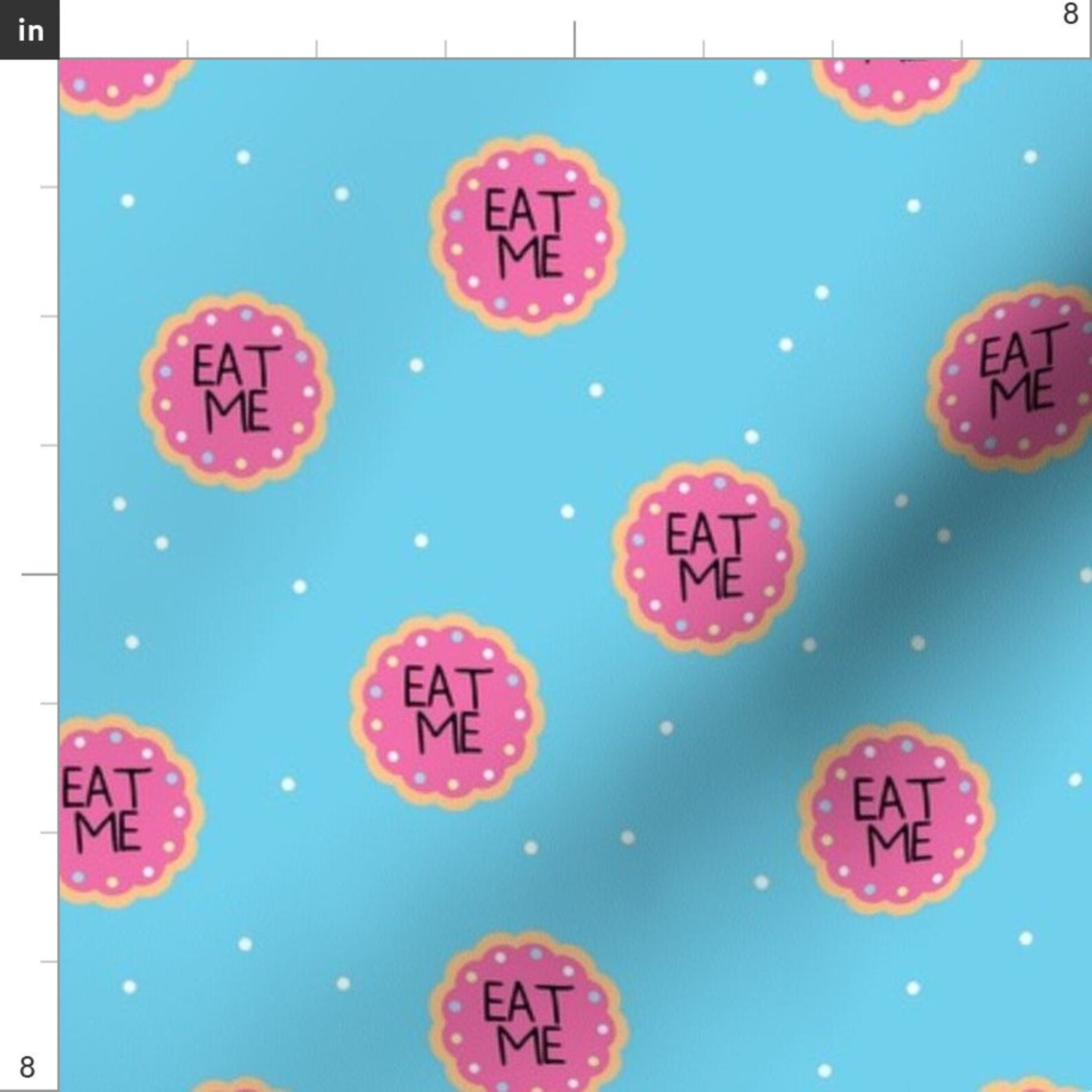 Eat Me Cookie Fabric Alice in Wonderland Eat Me Pink by | Etsy