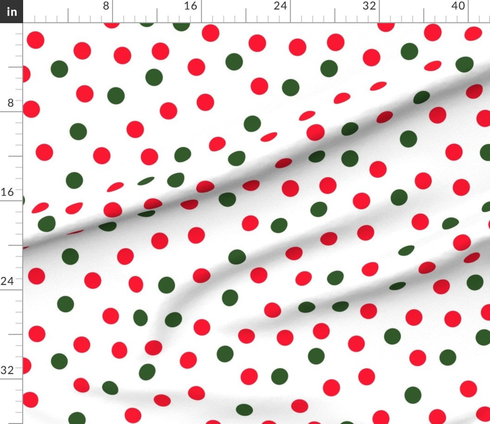 Red and Green Polka Dots Fabric 1.5 Polka Dot Scatter | Etsy