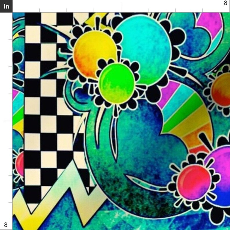 Pop Art Fabric Funky Town by Whimzwhirled Pop Art Cotton - Etsy