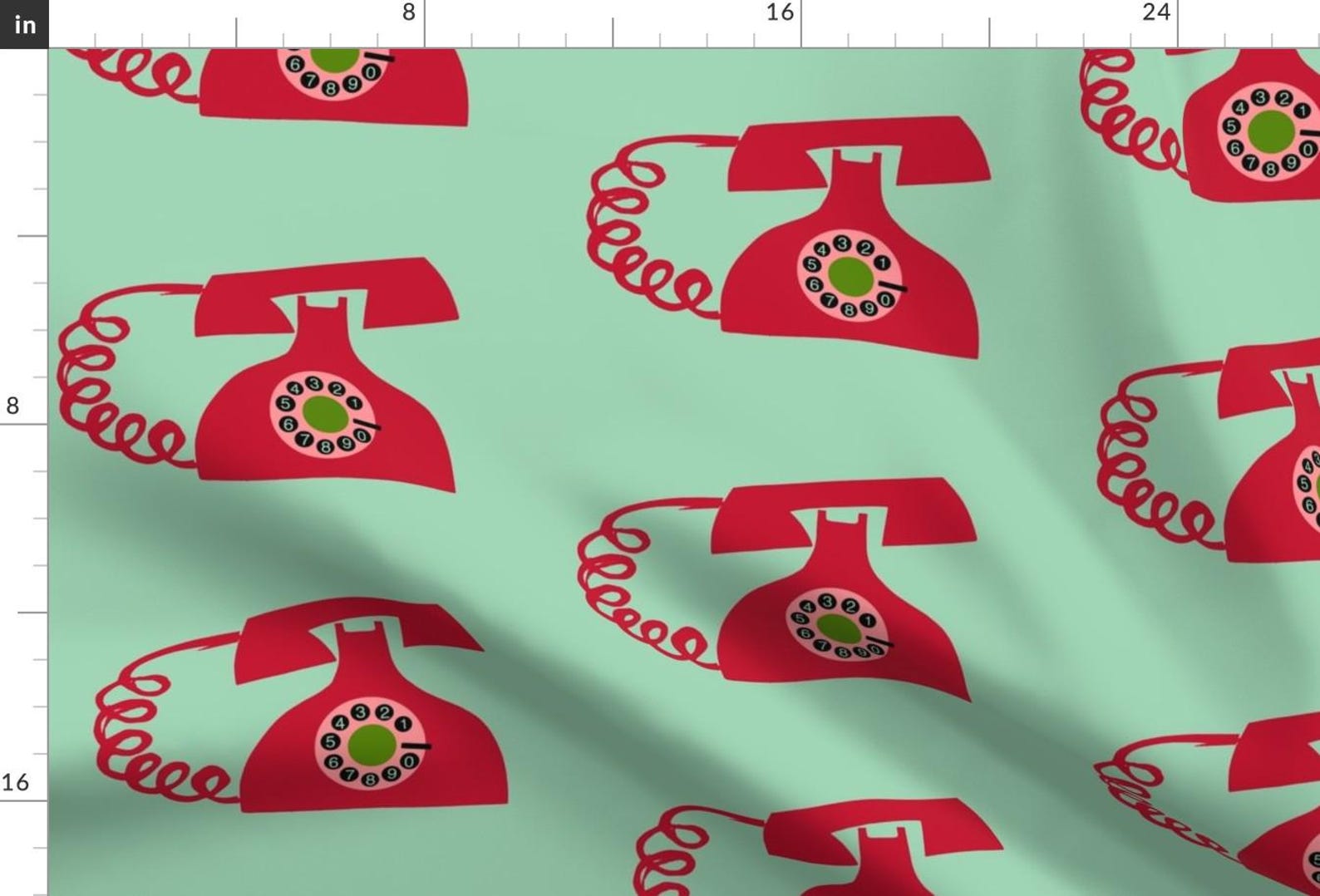 Retro Red Phones Fabric - Big Red Phones by Boris Thumbkin - Retro Red ...