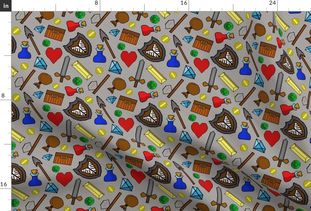 8 Bit Fabric - 8 Bit Pixel Retro Video Game Icons by Themadcraftduckie ...