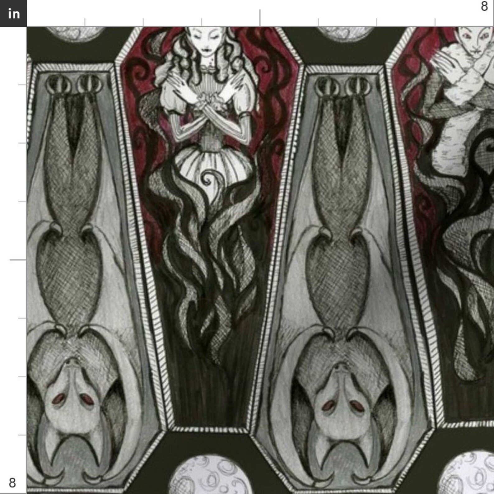 Sleeping Vampires Fabric the Undead Abed by Ceanirminger - Etsy