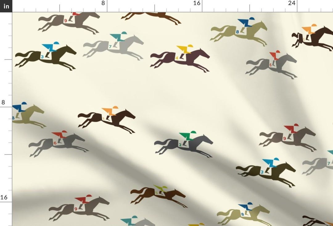 Horse Racing Fabric - and They're off by Katerhees - Horse Racing ...