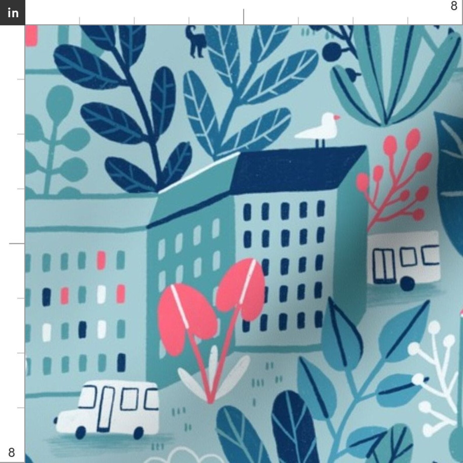 Funny Cats Fabric Giant Cats in the City by Kostolom3000 | Etsy