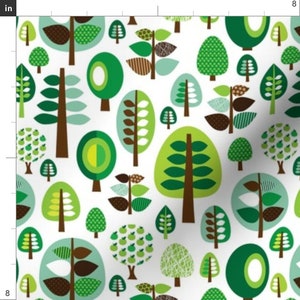 Tree Fabric Retro Green Nature Tree Leaf and Forest by - Etsy