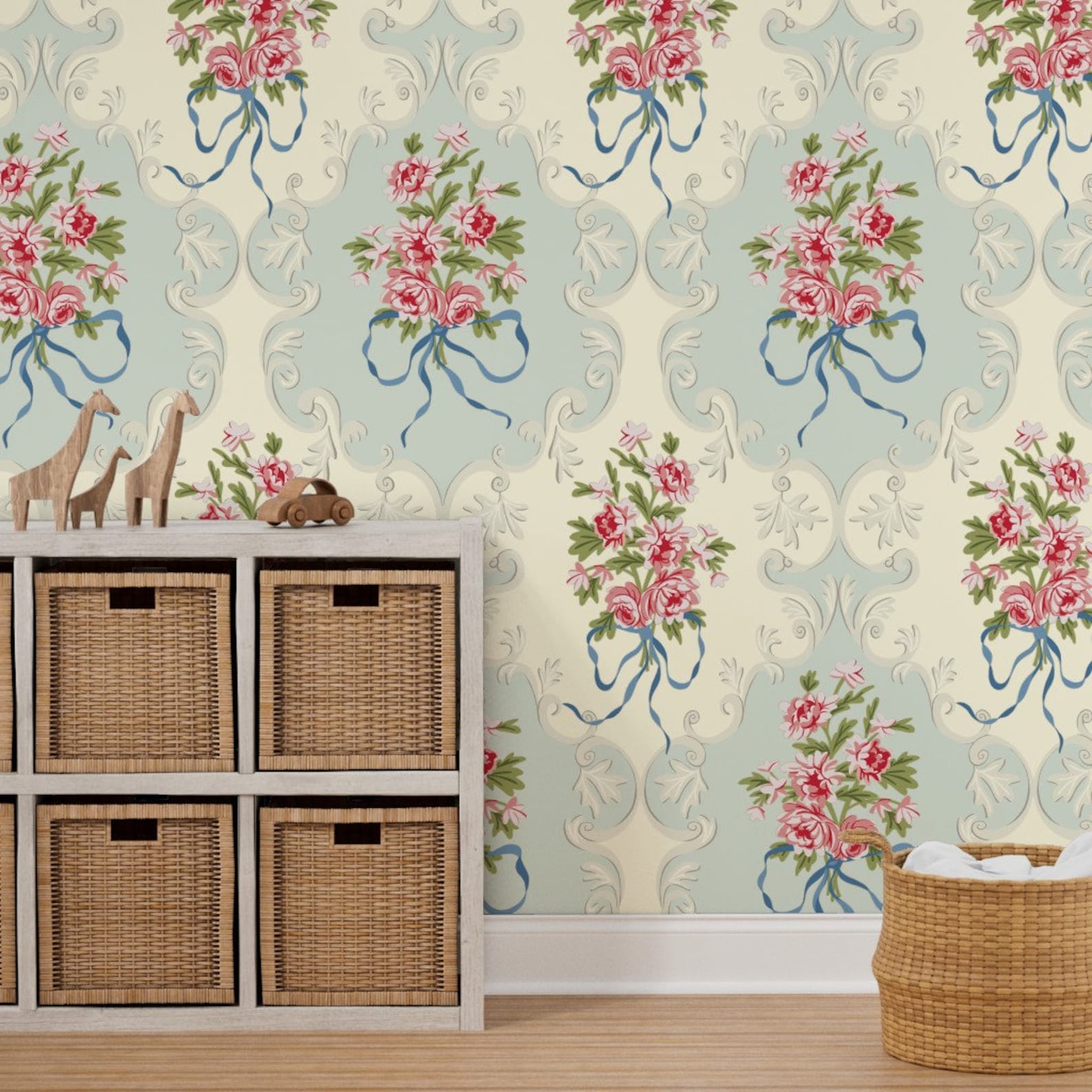 Rococo Wallpaper French Victorian Bows by Trinetollefsen - Etsy