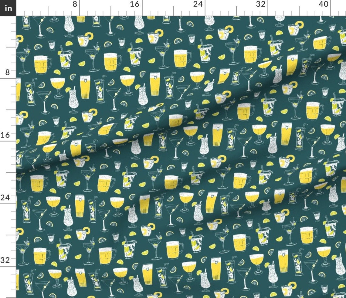 Mod Cocktail Fabric Cocktails Beer by Revista Beer and - Etsy