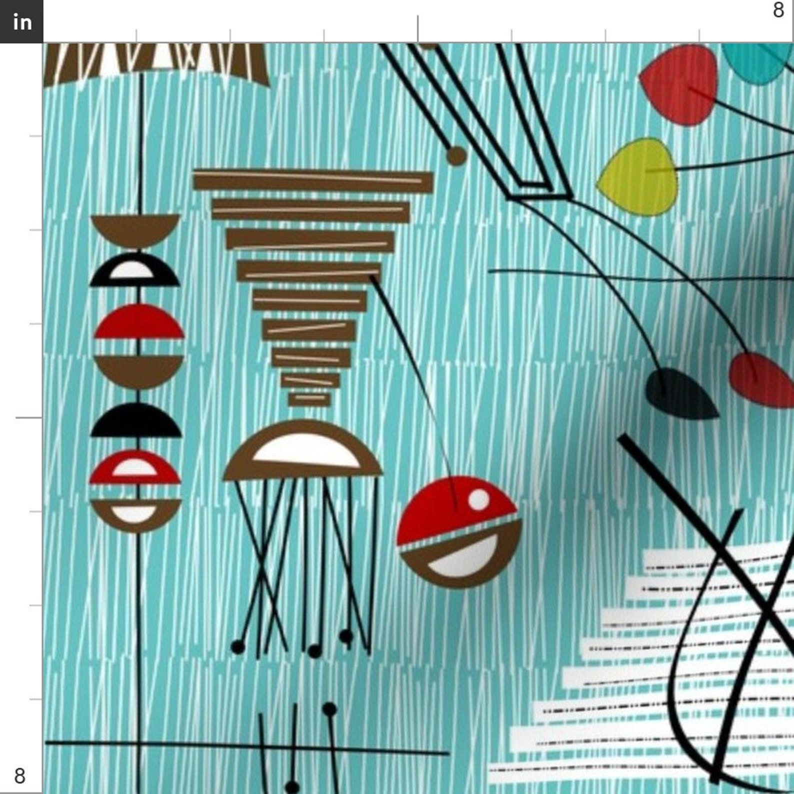 Modern Abstract Fabric Mid-century Chaol Ll by Mid-century | Etsy