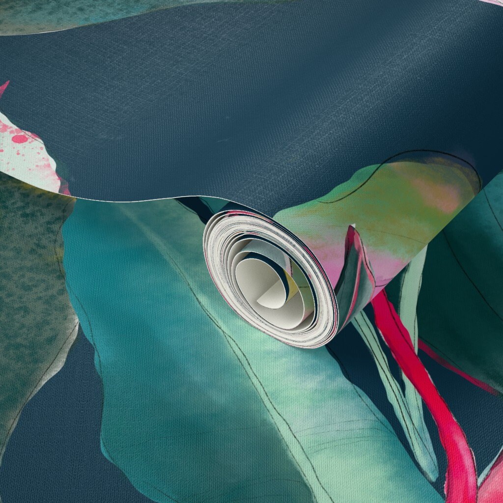 Tropical Wallpaper Tropical Night by Jaf Studio Jumbo Blue - Etsy
