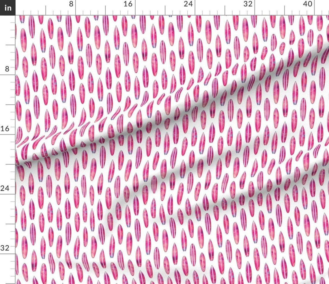 Summer Surfer Fabric Surfboards Watercolor Pink by - Etsy