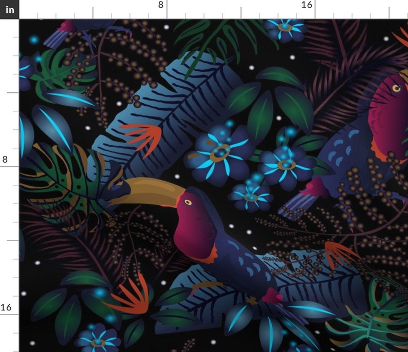 Moody Tropical Rainforest Fabric Moody Flora Tropical by - Etsy