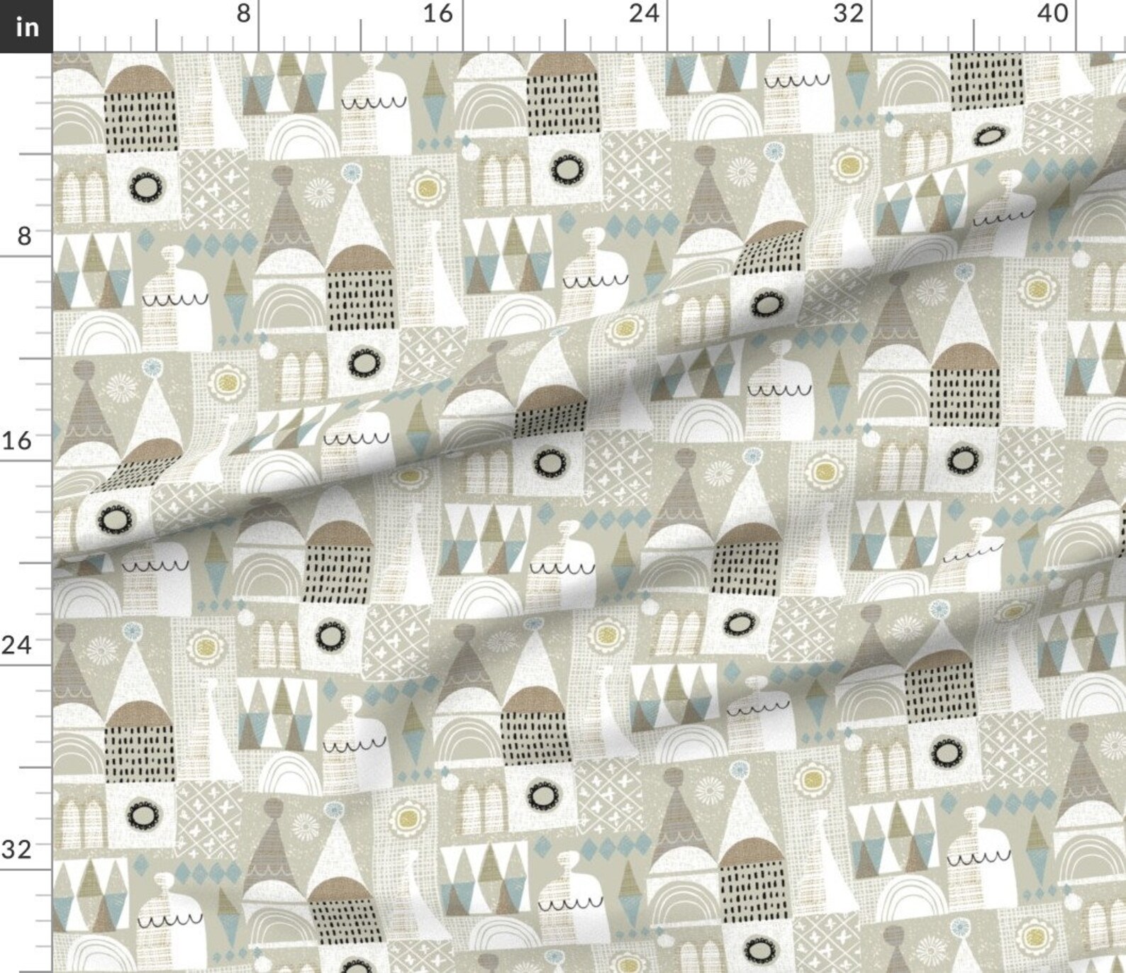 Gray Scandi Abstract Sandcastle Fabric Magical Sandcastle by | Etsy