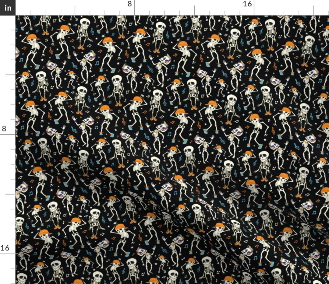 Skeletons Fabric Dancing Skeletons Halloween by Oksancia - Etsy