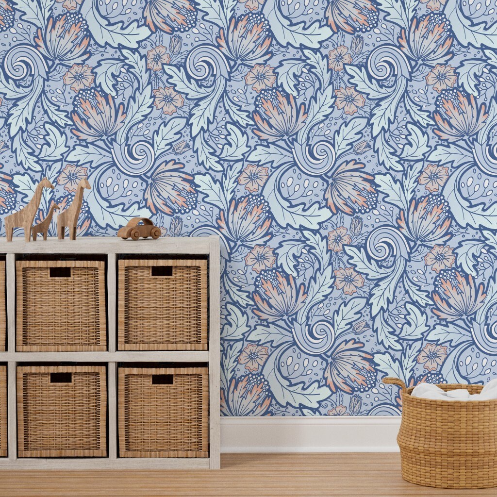 Rococo Wallpaper Rococo Periwinkle Blue by Susan Long - Etsy