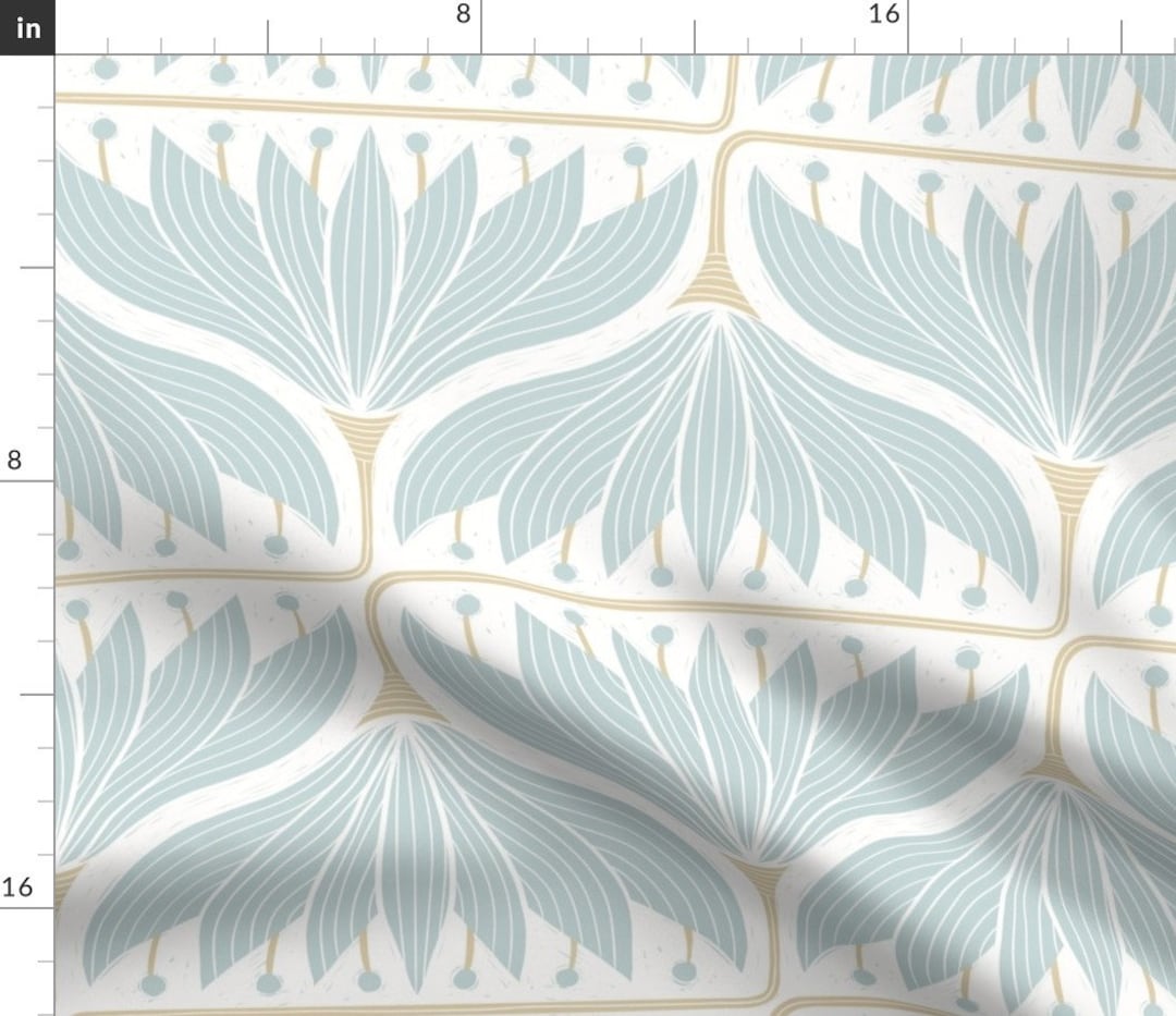 Lotus Flower Fabric Zen Lotus Garden by Nanshizzle Pastel Blue Floral ...