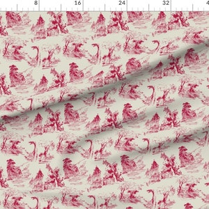 Toile Fabric Asian Toile Red by B0rwear Vintage Landscape and Village ...
