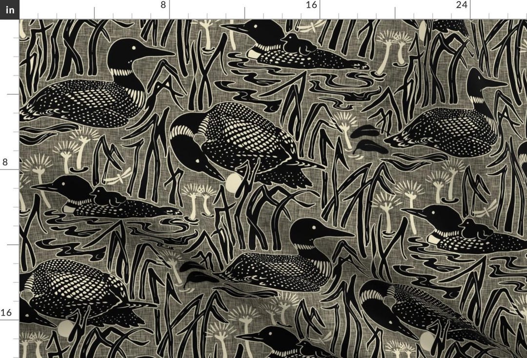Loon Birds Fabric - Loons Black by Andrea_leonelli - Birding Black ...