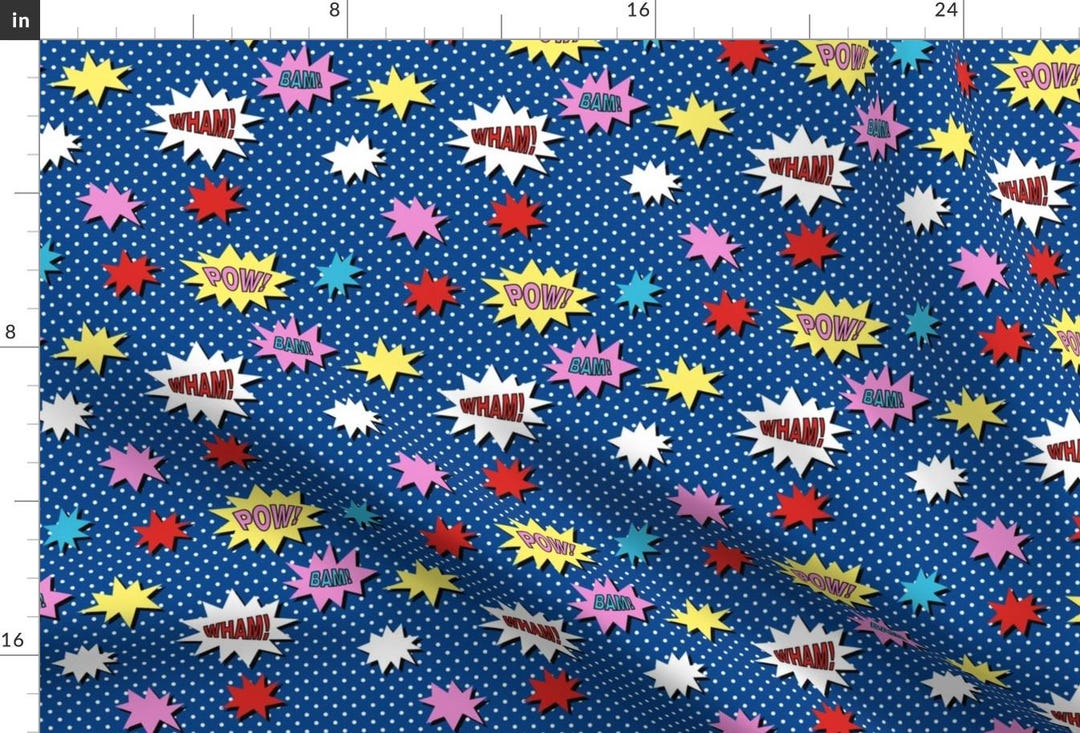 Comic Bubbles Fabric -superhero Girl by Ameemax - Superhero Retro Comic ...