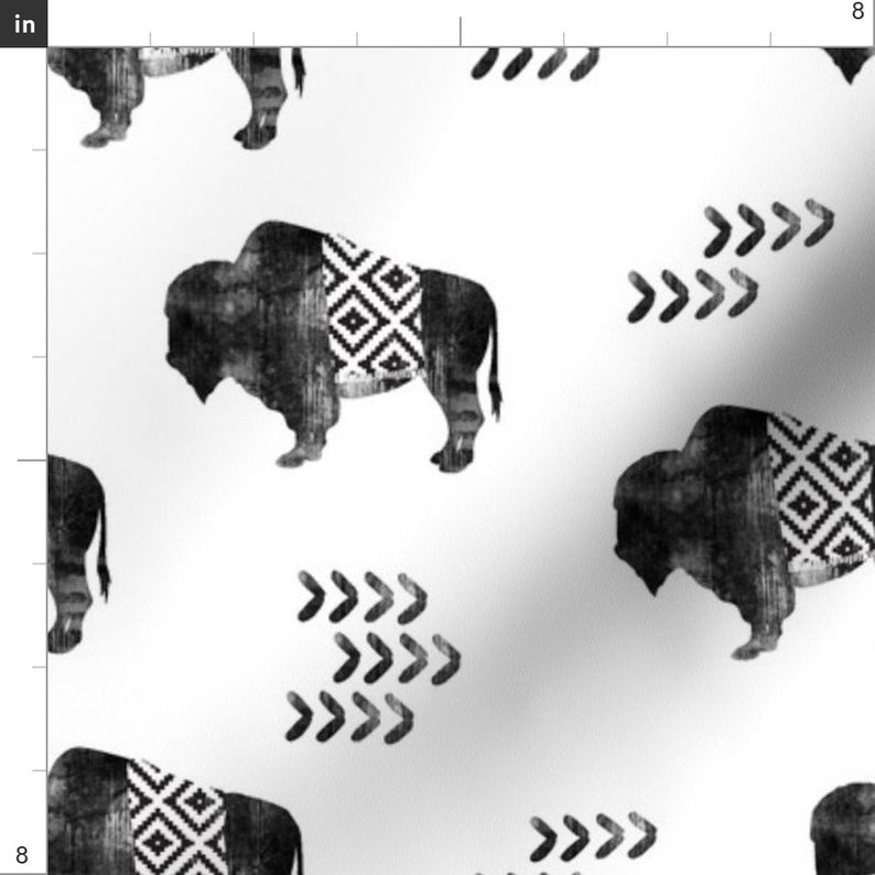 Buffalo Fabric Buffalo Aztec Distressed Black and White - Etsy