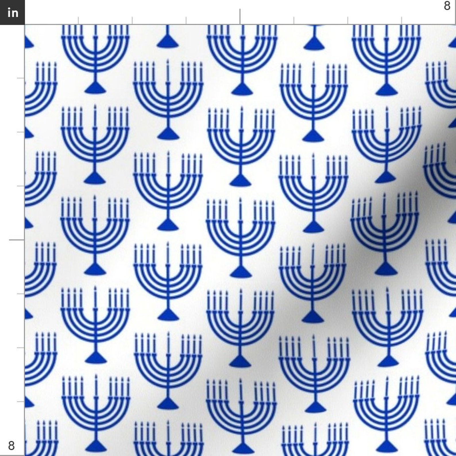 Hanukkah Menorah Fabric Menorahs Hanukkah Blue on White - Etsy