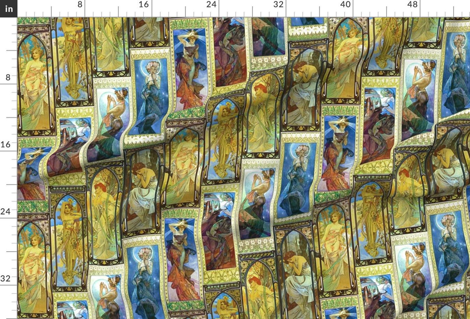 Mucha Fabric - Mucha's Night and Day by Bonnie Phantasm - Mucha Art ...