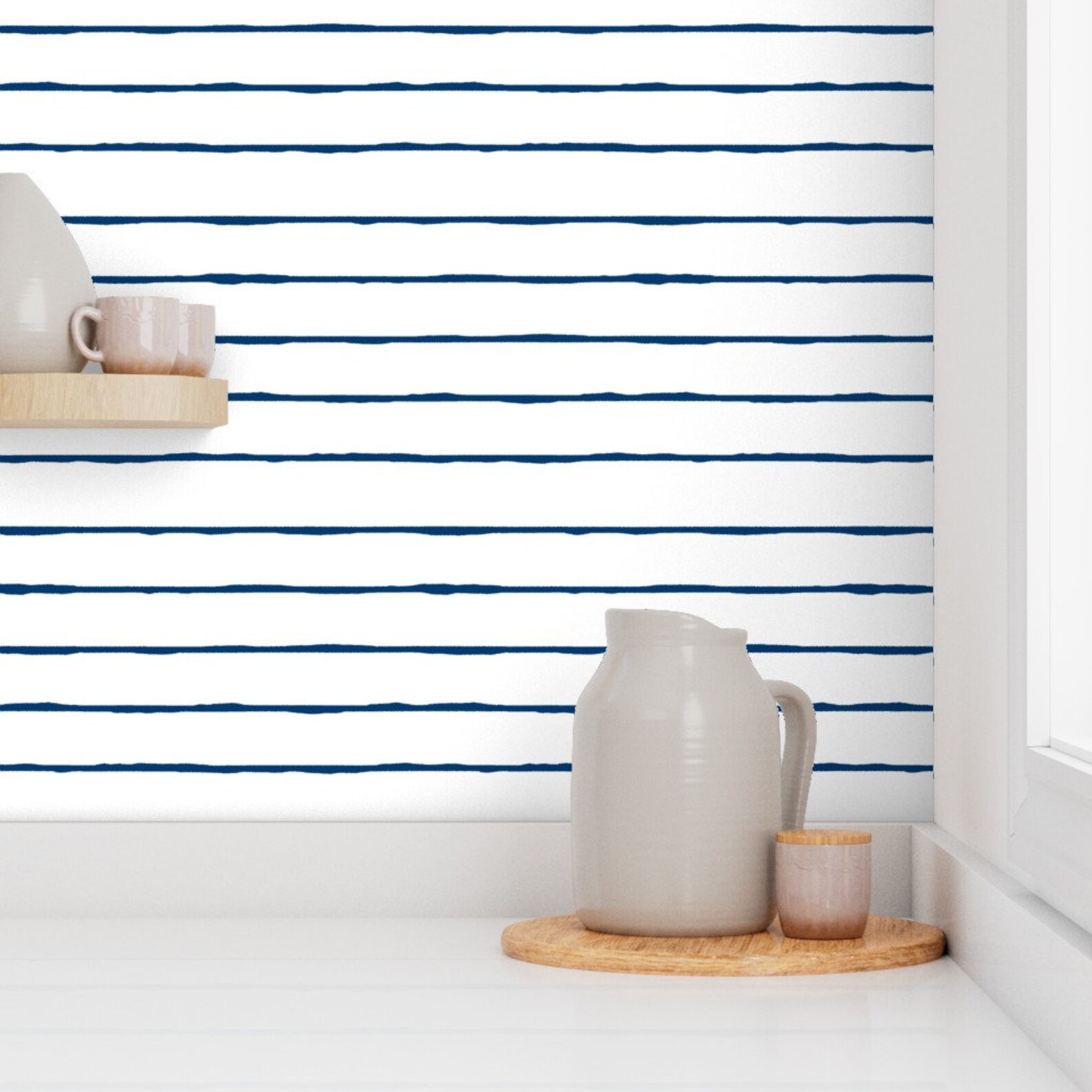 Navy Nautical Stripe Wallpaper Swim Lane Stripe White Navy - Etsy
