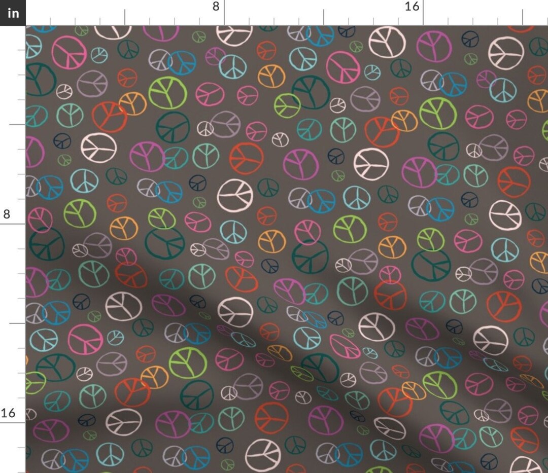 Peace Fabric Sketchy Peace by Heidiryancreative Multicolor Peace Hippie ...