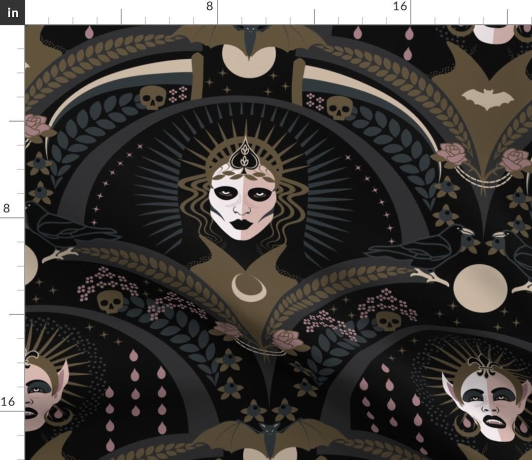 Art Deco Fabric Grim Reaper Vampire by Wolflingblue Gothic Spooky ...