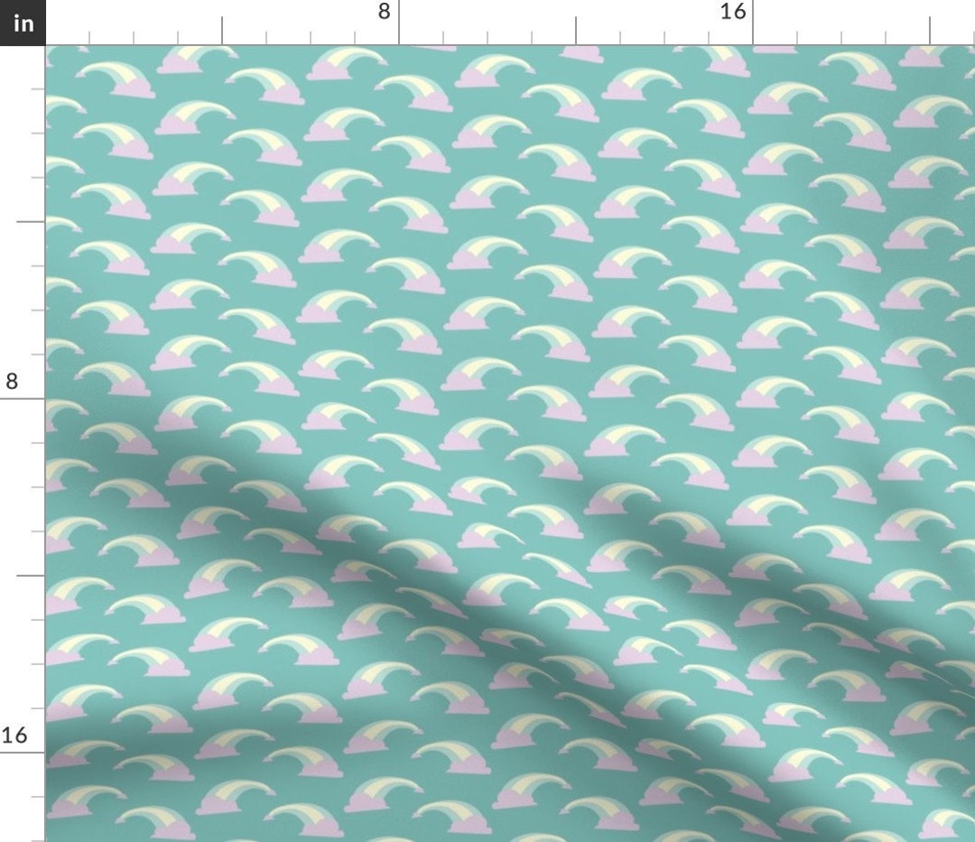 Pastel Rainbow Fabric Ponycorn Rainbows Teal by Pinkowlet Fairytale ...