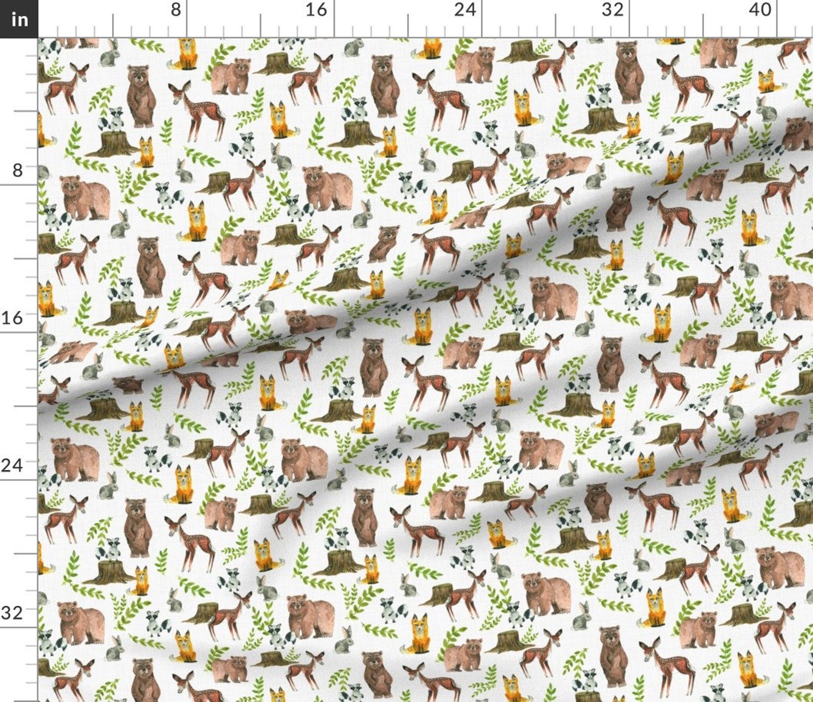 Tara Put Fabric Woodland Pals Light Texture Background by - Etsy