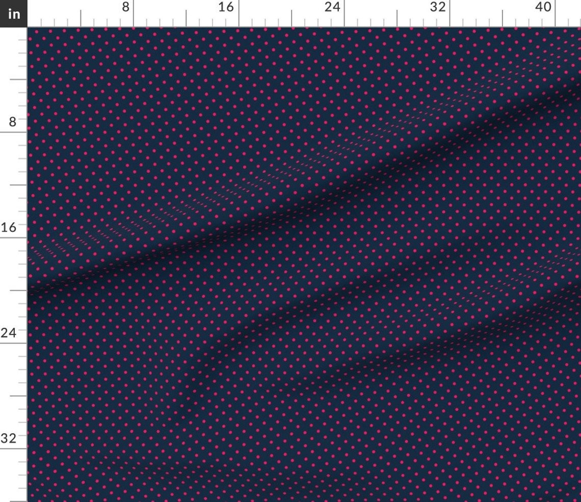 Navy Dots Fabric Mini Hot Pink Polka Dots on Navy Blue by | Etsy