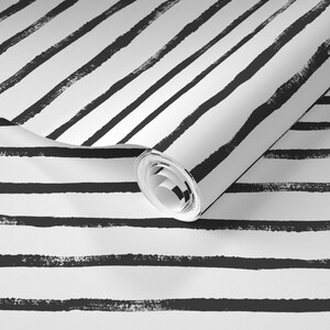 Stripe Wallpaper Thin Stripe Soft Black by Crystal Walen - Etsy