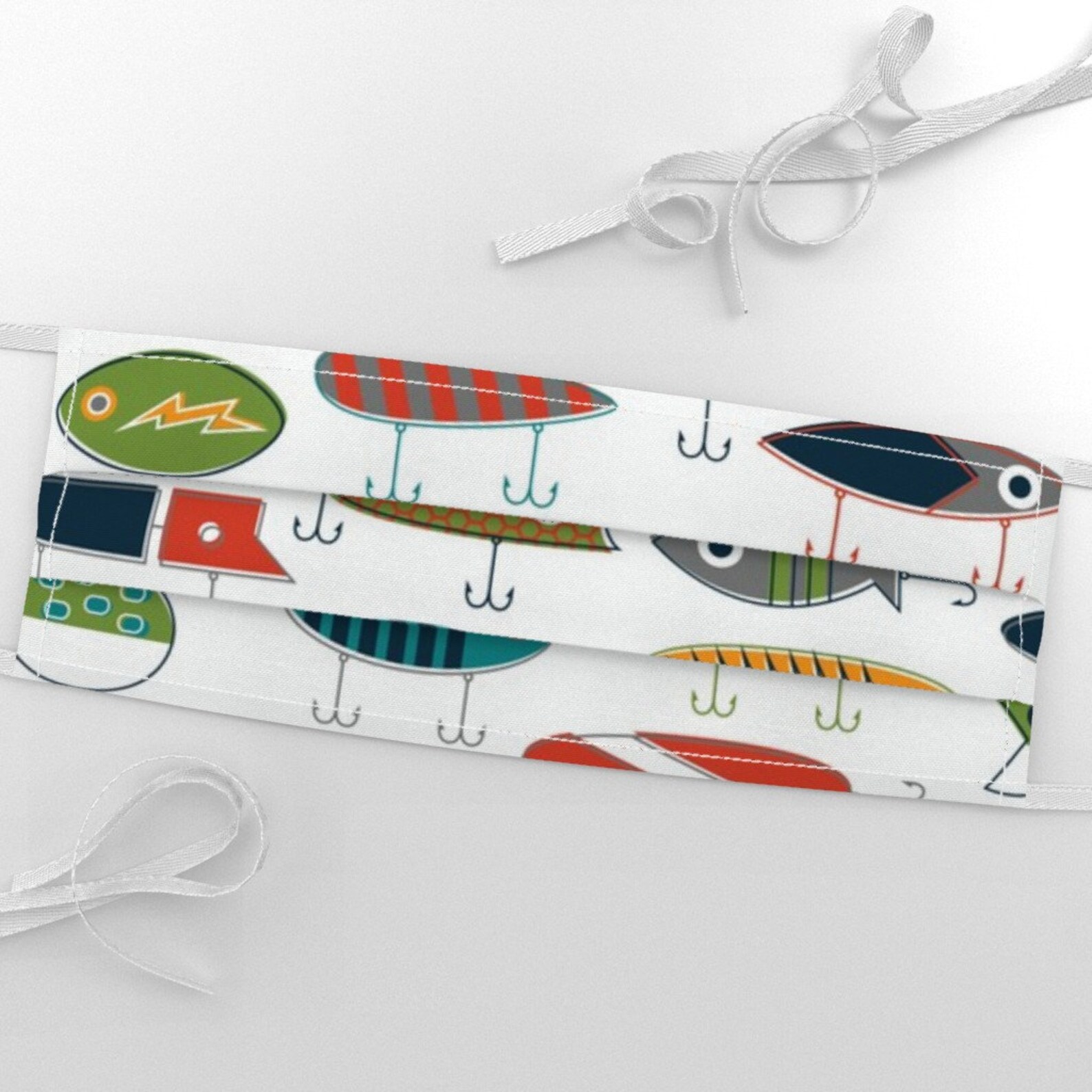 Fishing Lures Fabric Hooked up White by Katerhees | Etsy