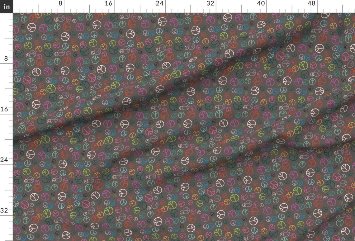 Peace Fabric - Sketchy Peace by Heidiryancreative - Multicolor Peace ...