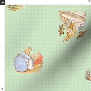 Story Time Bunnies Fabric Rabbits Soft Green Gingham by Aspenartsstudio ...