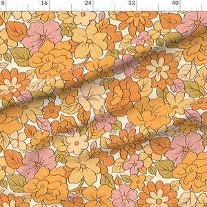 1970s Floral Upholstery Fabric- Retro Floral by Emikundesigns - Flowers ...