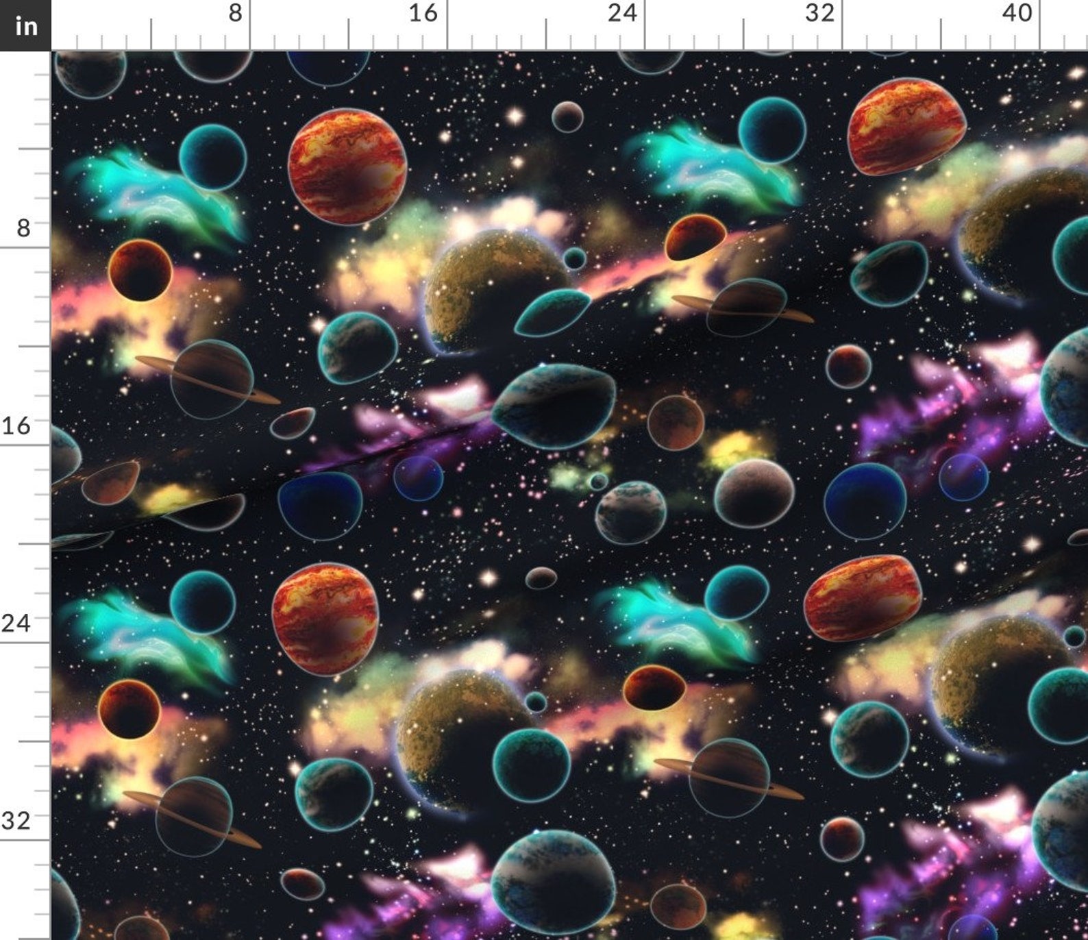Space Fabric Space and Planets by Jadegordon Outer Space - Etsy