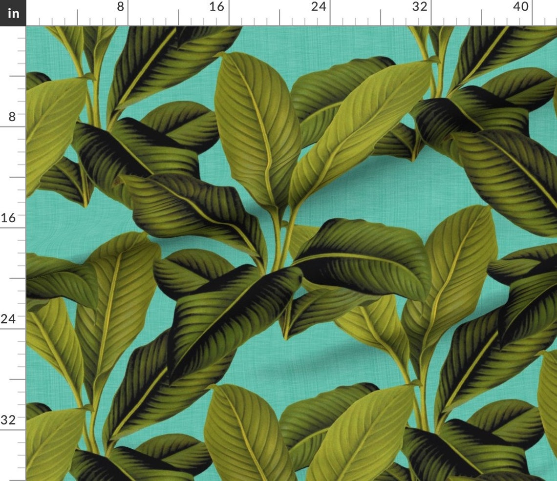 Tropical Palm Fabric Palm in Palm Tropical Blue by - Etsy