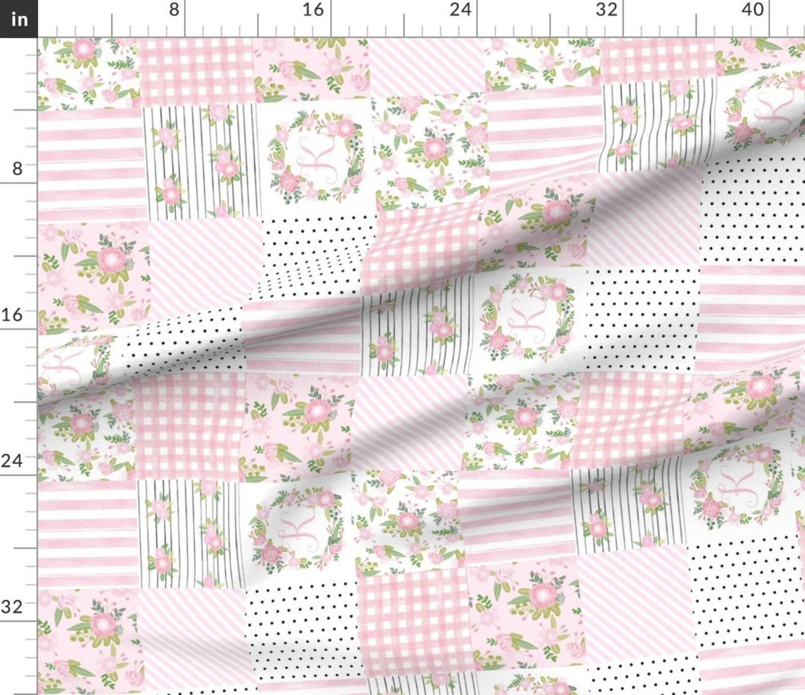 Pink Cheater Quilt Fabric Monogram Quilt Letter K Girls Pink - Etsy