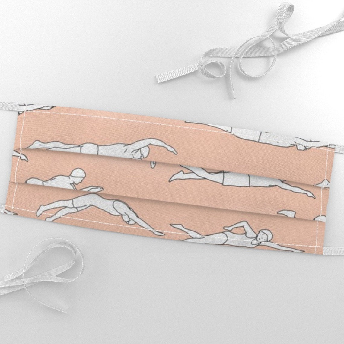 Swimmer Fabric Swimmers on Pale Pink by Landpenguin | Etsy