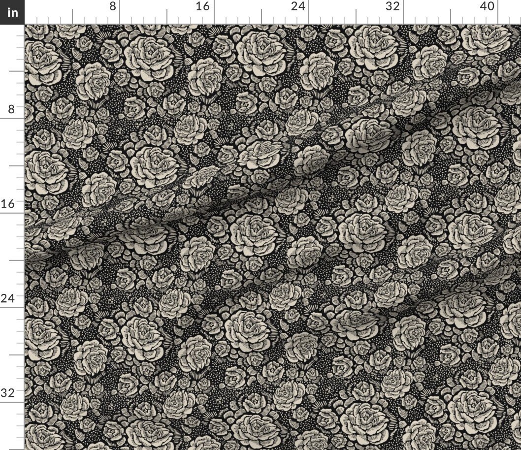 Black Roses Fabric Rose Remix Black/raffia by - Etsy