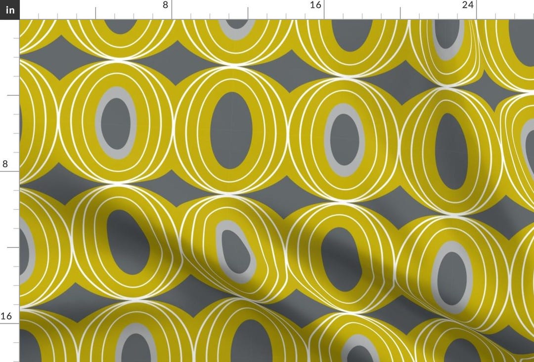 Yellow Fabric - Chillout - Retro Geometric Midcentury Modern Citron ...