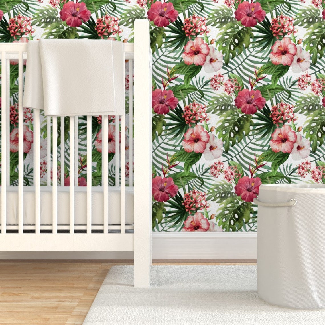 Tropical Wallpaper Topical Hawaii Watercolor Hibiscus Floral | Etsy