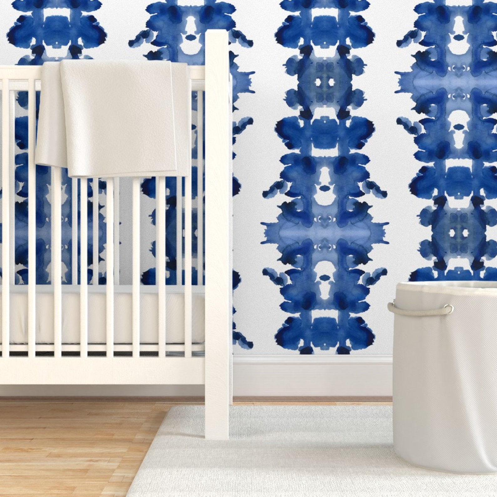 Ink Blot Wallpaper Indigo Double Inkblot by Danika Herrick - Etsy